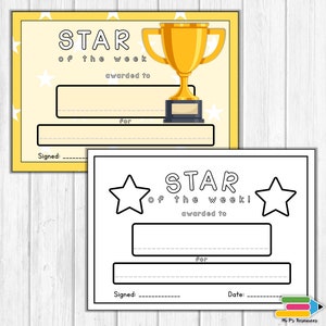 Star of the Week Certificates (bumper Pack) - Etsy