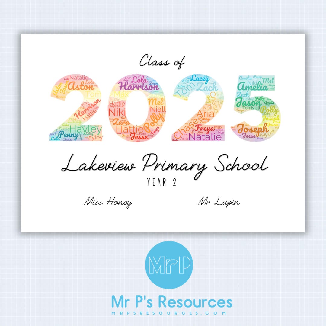 Class of 2025 Print, Personalised, End of Year/graduation Print, Class ...