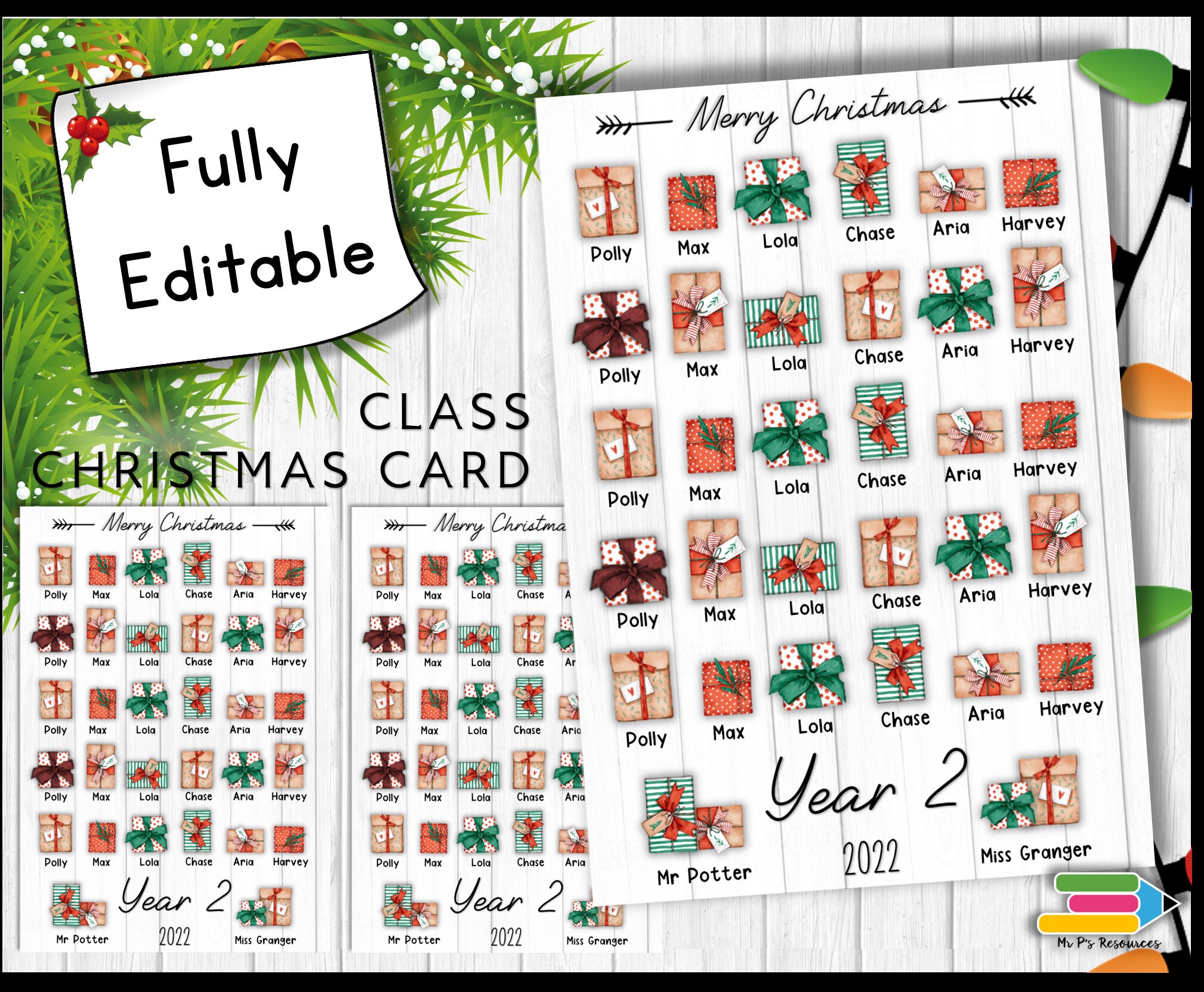Personalised Class Christmas Card (BUMPER PACK) - Etsy UK