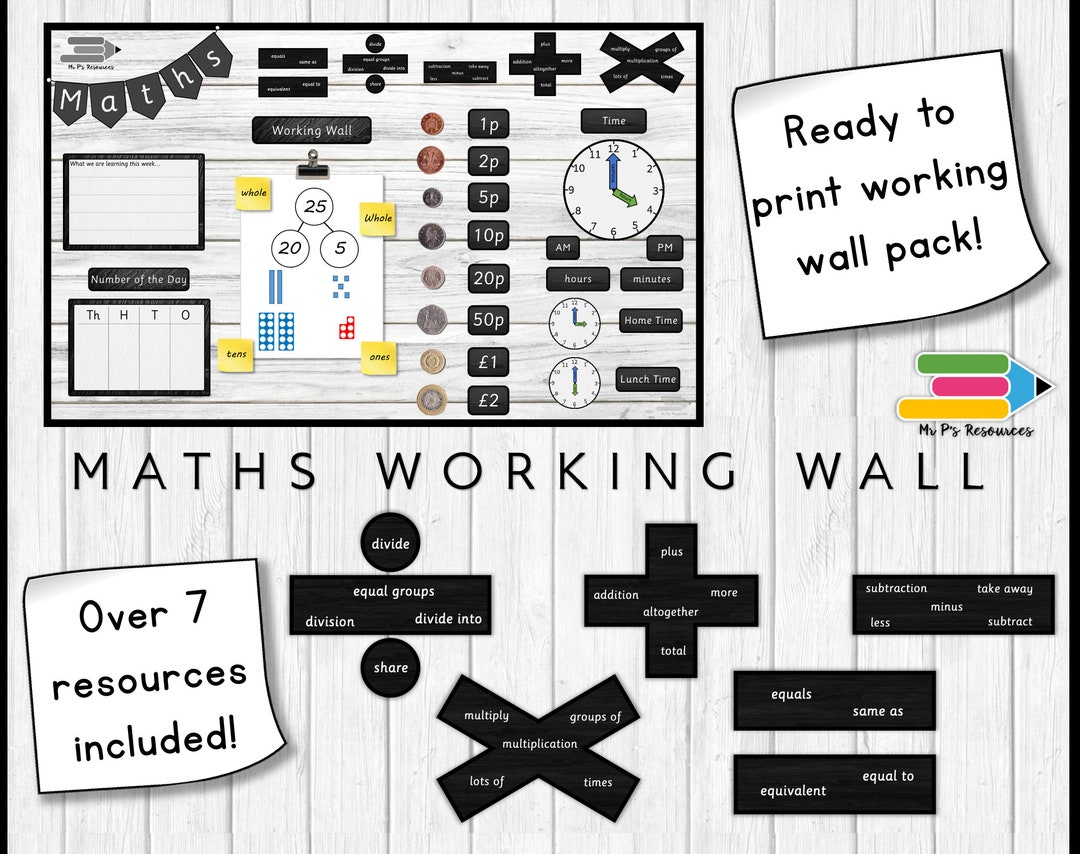 Maths Working Wall (B&W) - Etsy UK