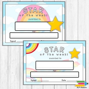 Star of the Week Certificates (bumper Pack) - Etsy