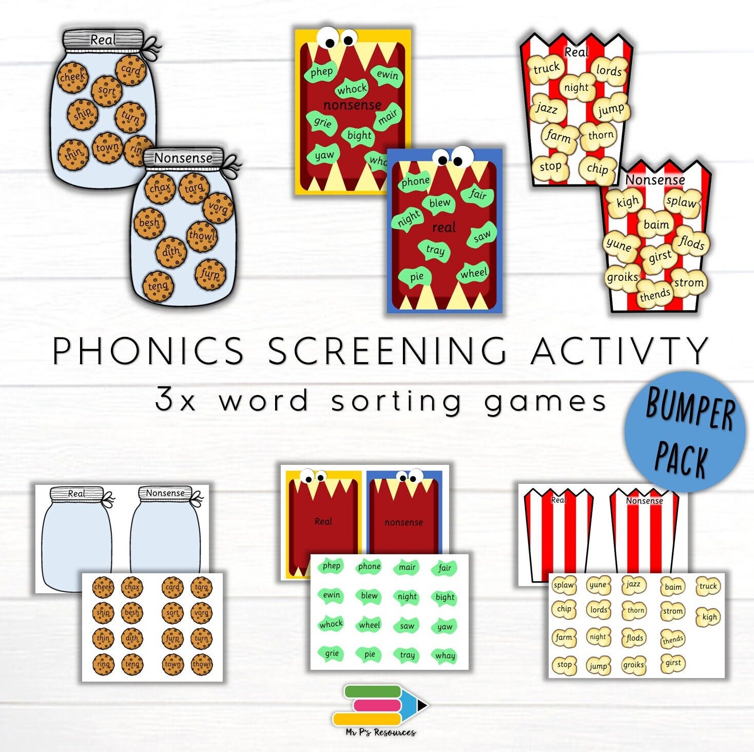 Bumper Phonics Word Sorting Games screening Check Prep - Etsy