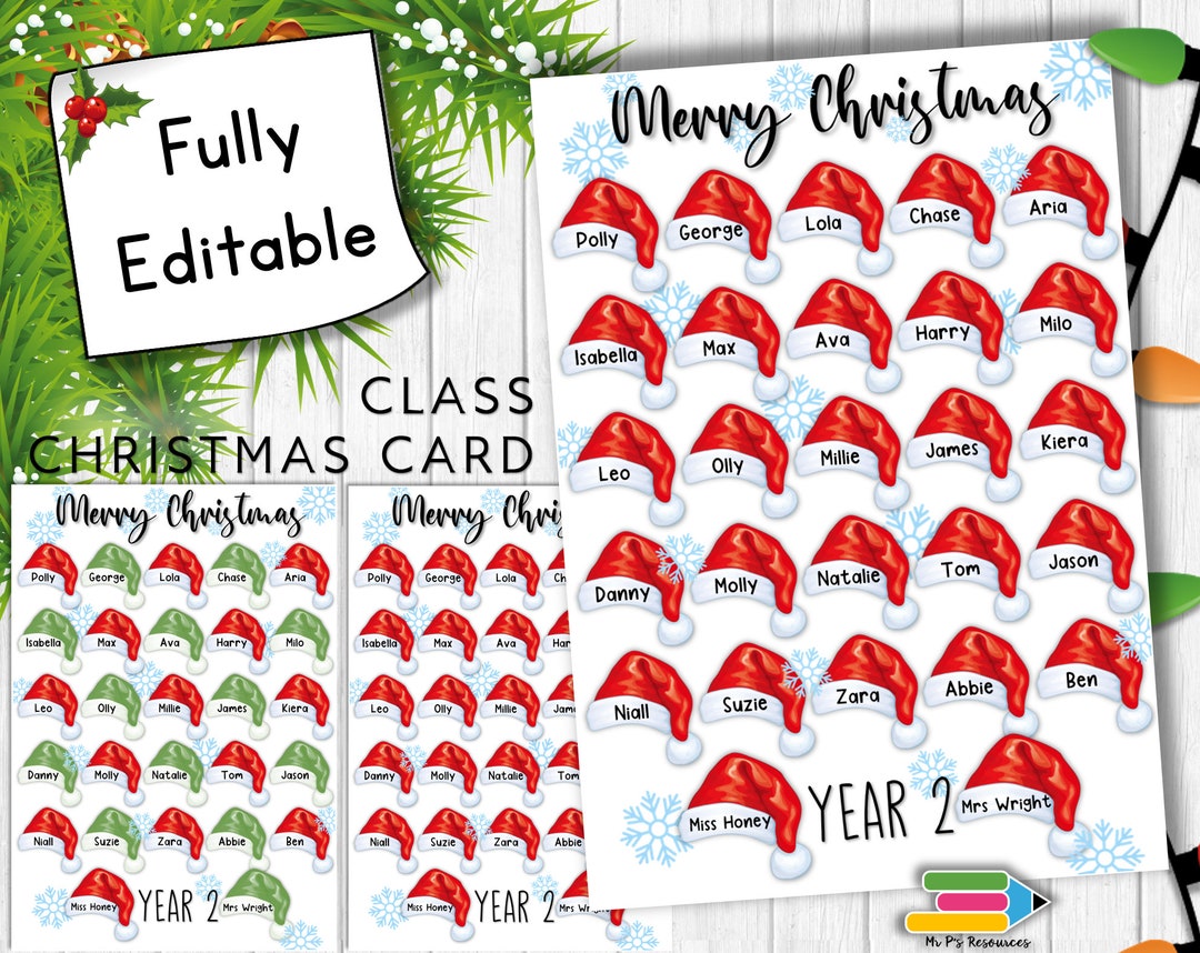 Personalised Class Christmas Card - Etsy