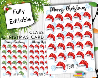 Personalised Class Christmas Card, Class Christmas Gift, Christmas ...