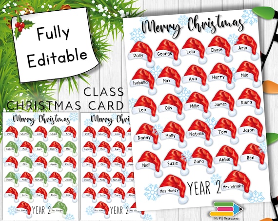 Personalised Class Christmas Card | Etsy