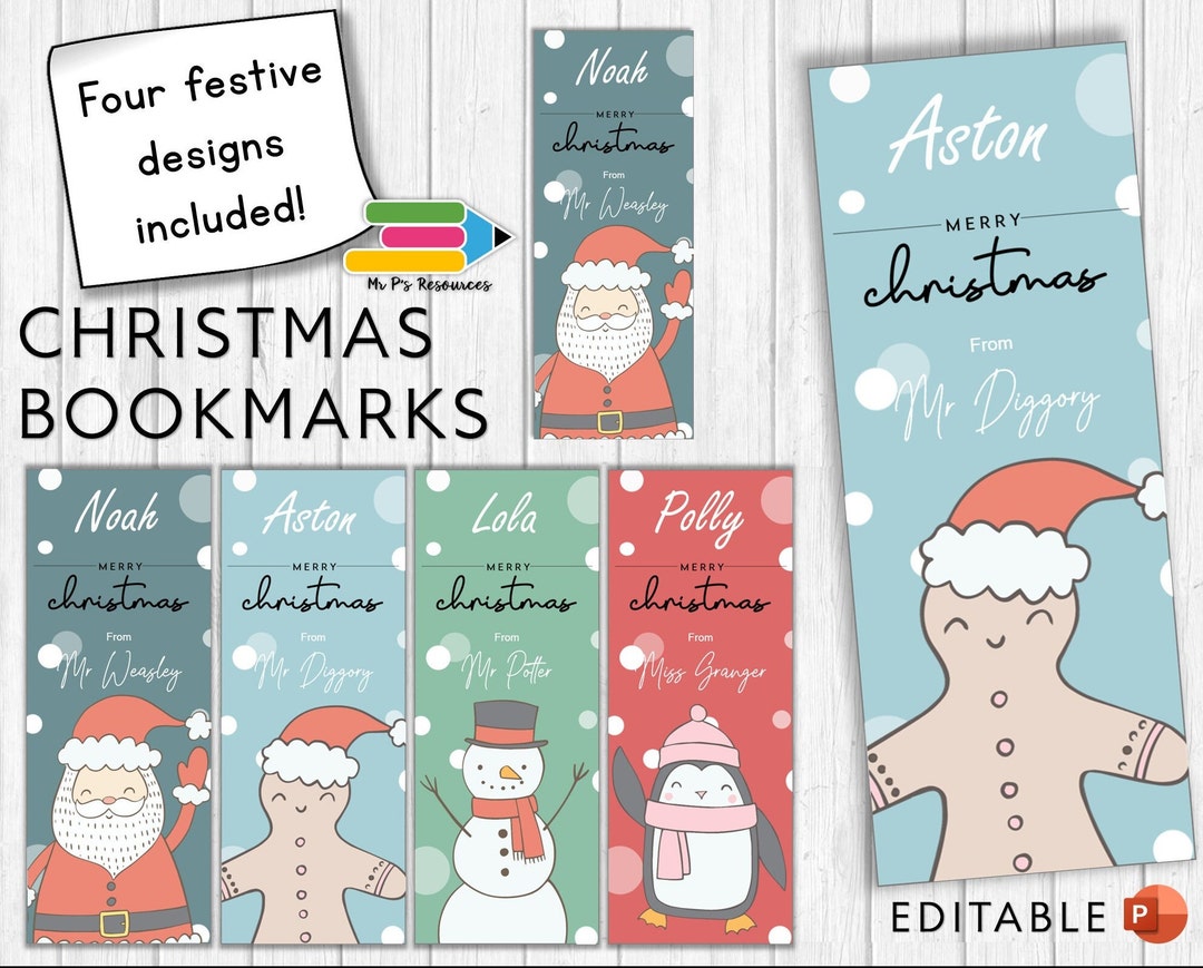 Editable Christmas Bookmarks - Etsy