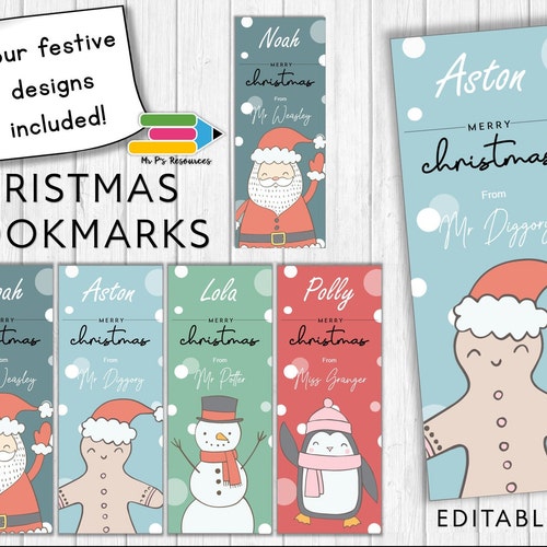 Christmas Bookmarks for Students Holiday Bookmarks Merry - Etsy