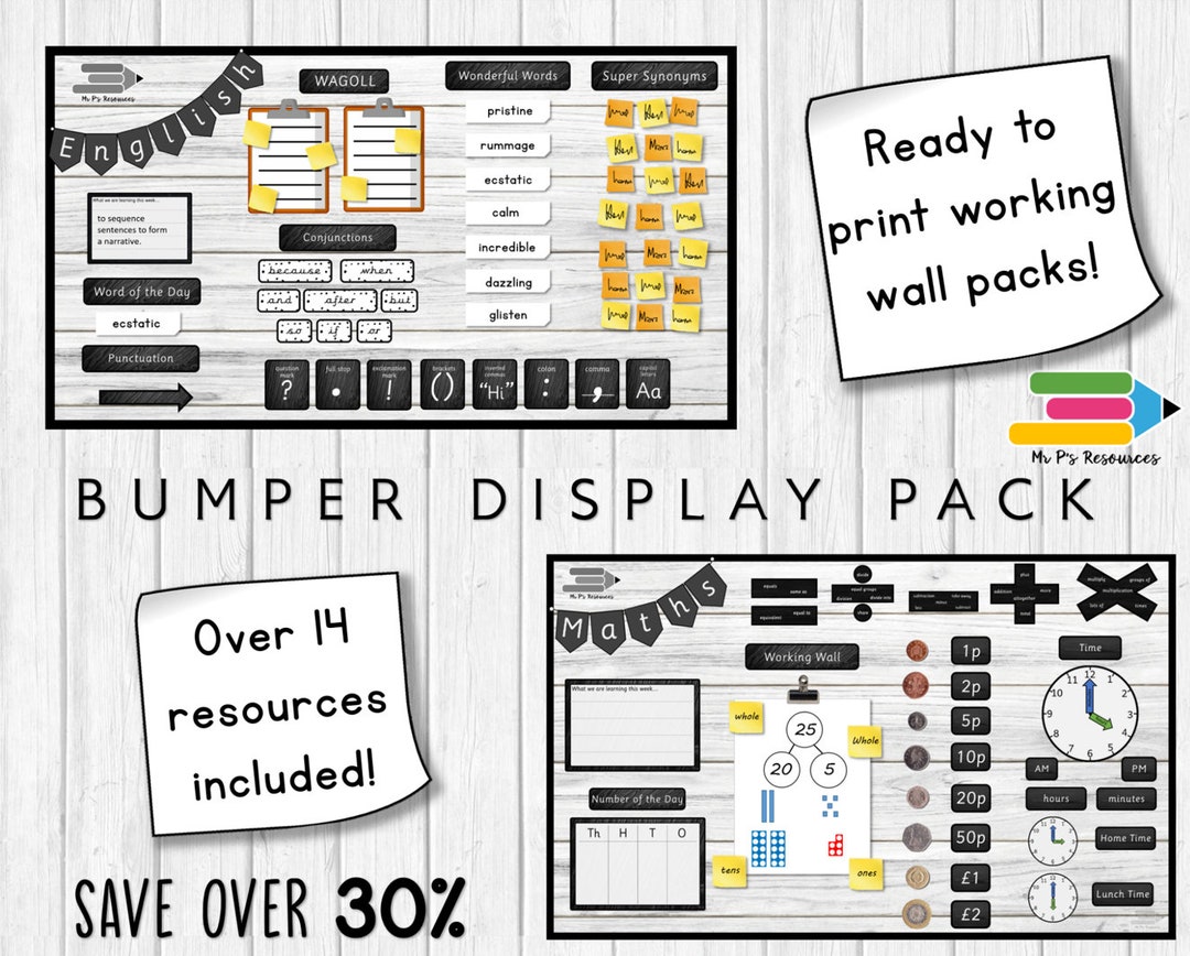 Maths & English Display Pack, B+W (save 30%) - Etsy UK