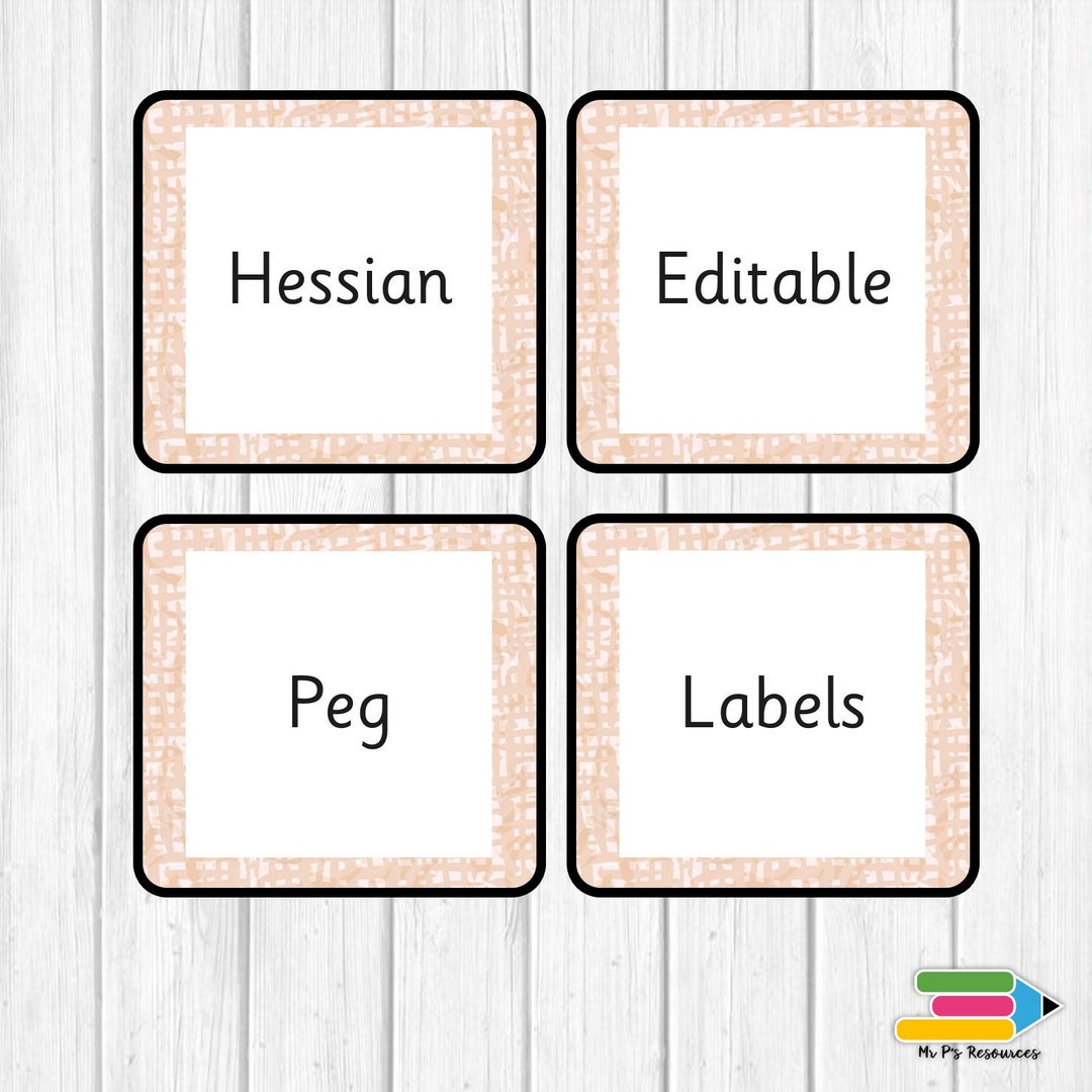 Hessian Themed Peg Labels (editable) - Etsy UK
