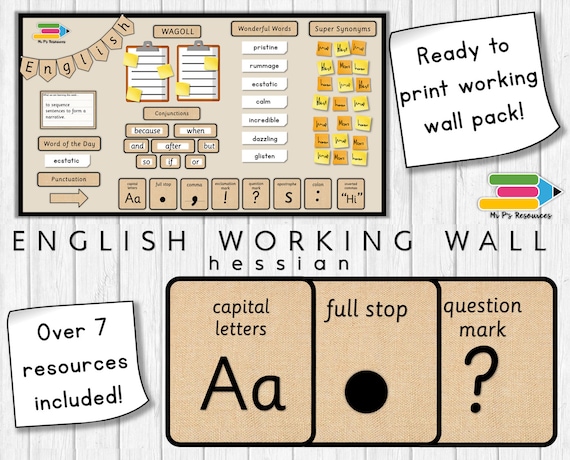 English Working Wall Display hessian - Etsy UK