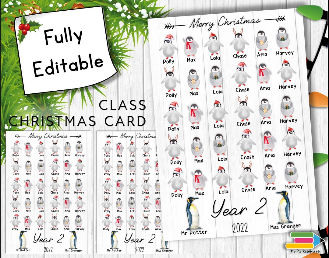 Personalised Class Christmas Card - Etsy