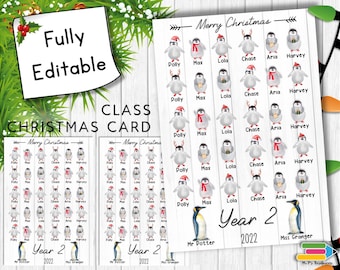 Personalised Class Christmas Card, Class Christmas Gift, Christmas ...