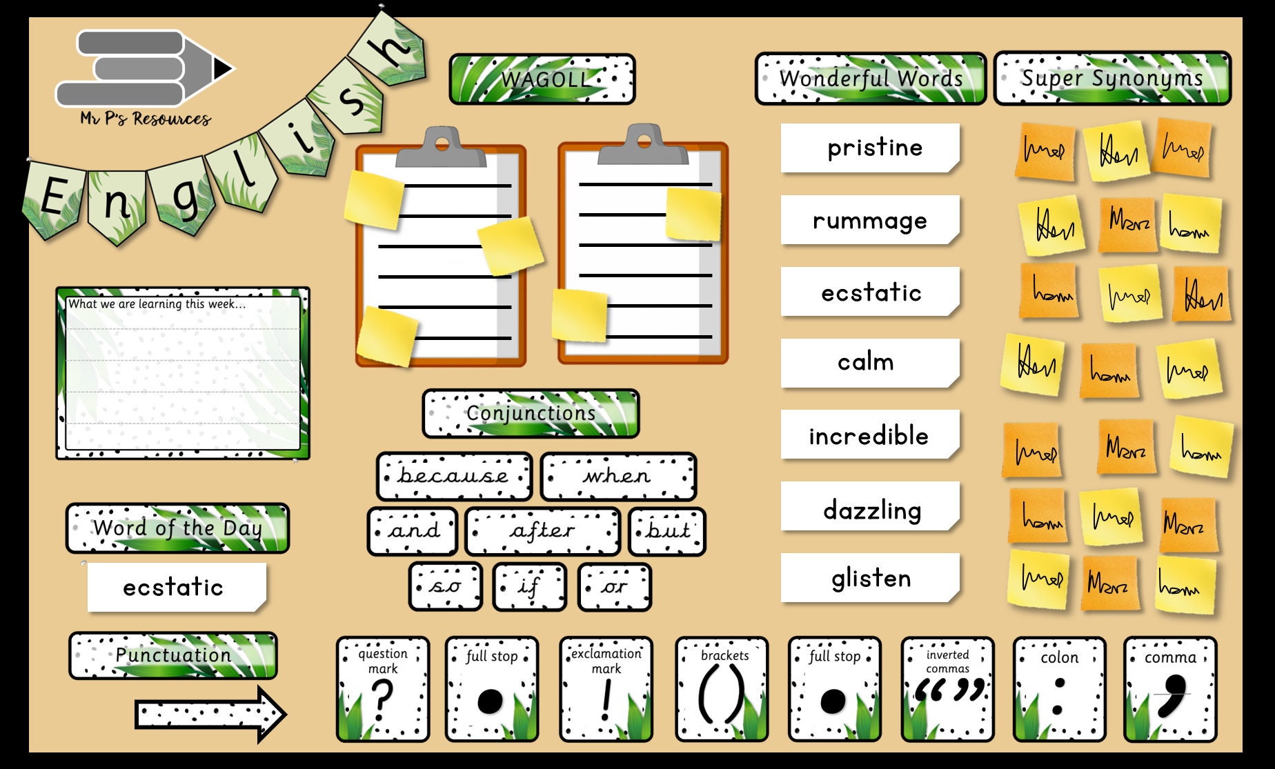 Maths & English Display Pack (save 30%) - Tropical - Etsy UK