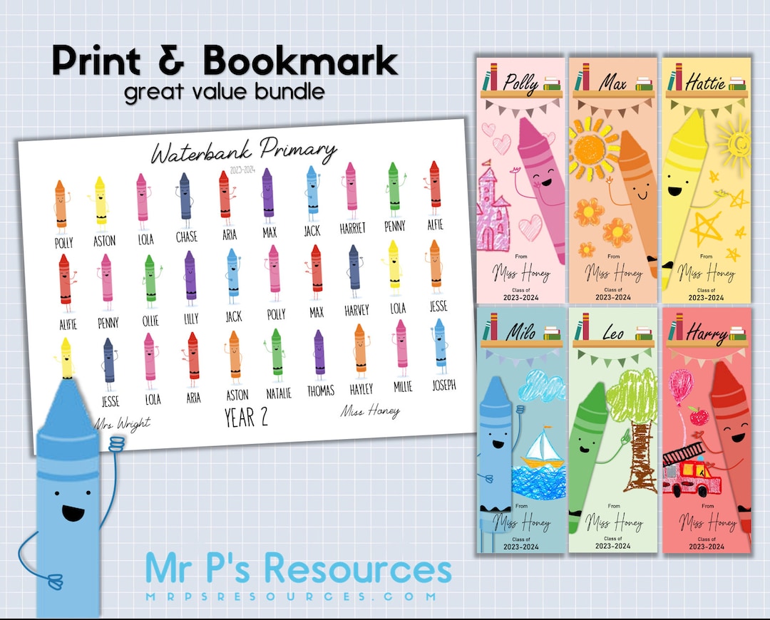 Crayon Print and Bookmark Bundle - Etsy