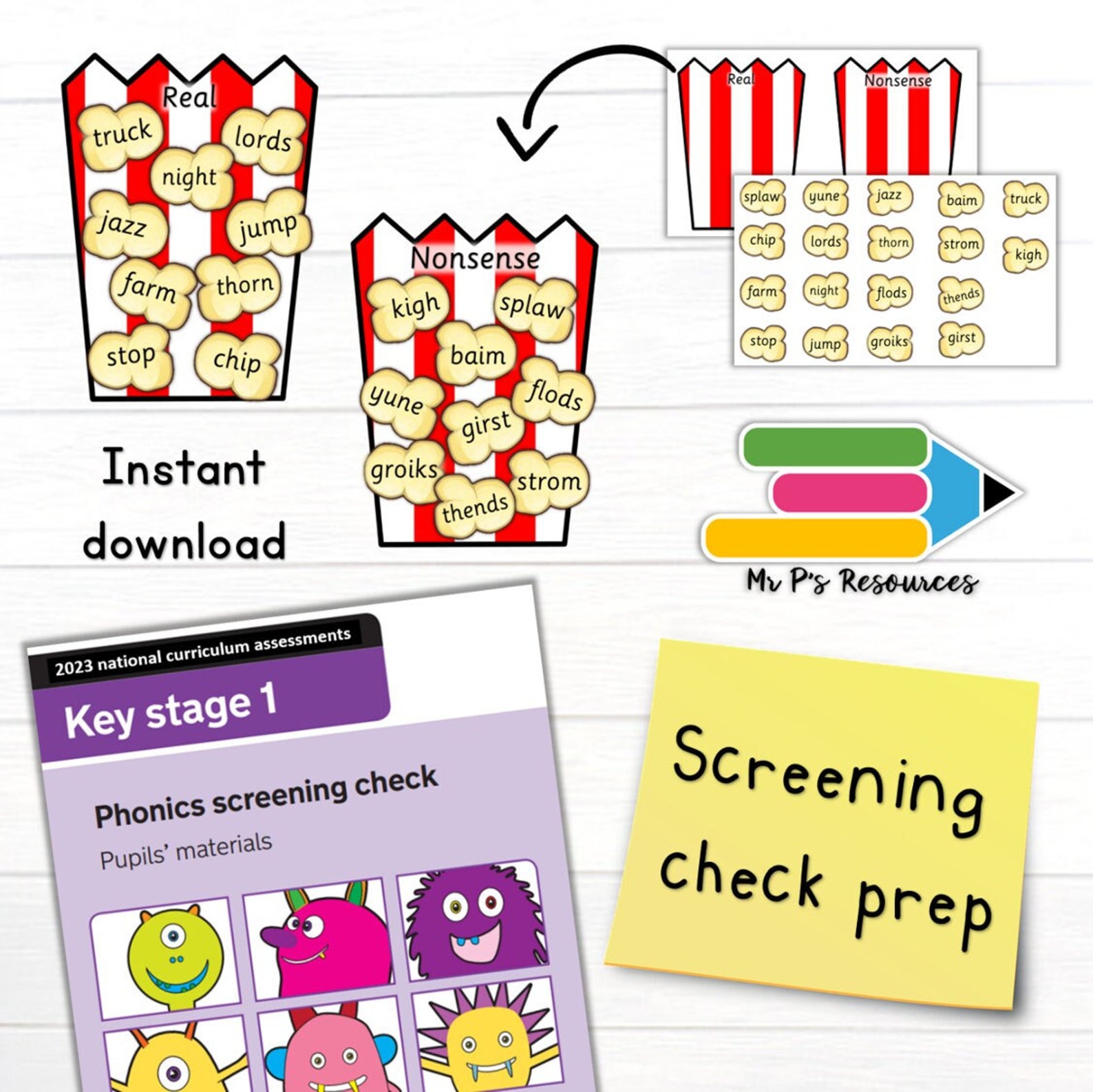 Phonics Word Sorting Game (screening Check Prep) - Popcorn - Etsy