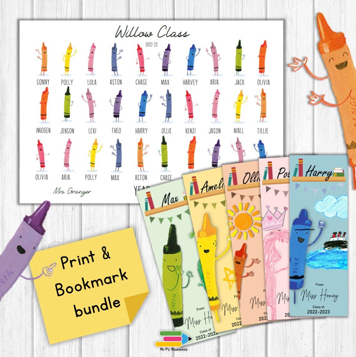 Crayon Print and Bookmark Bundle - Etsy