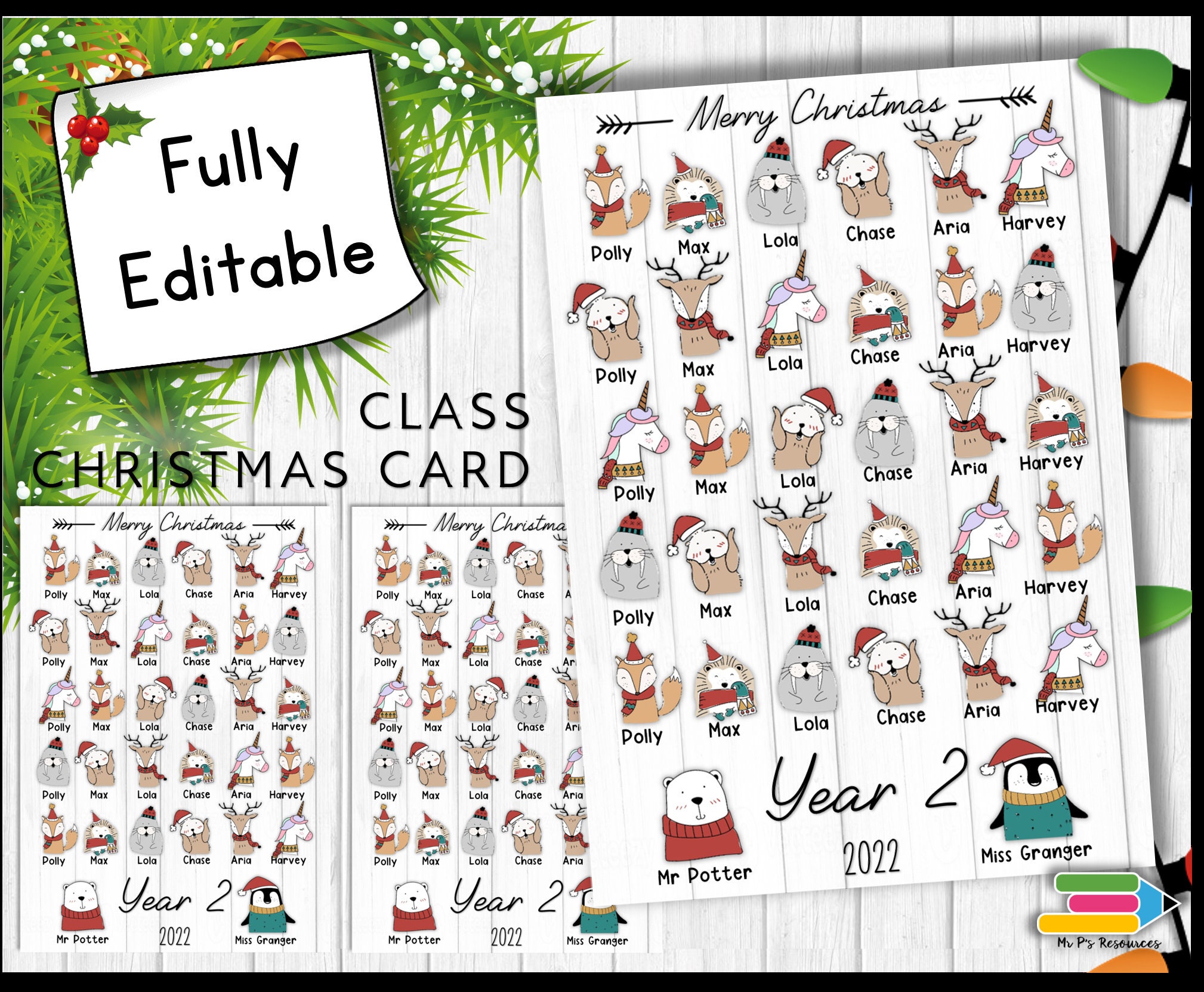 Personalised Class Christmas Card BUMPER PACK - Etsy
