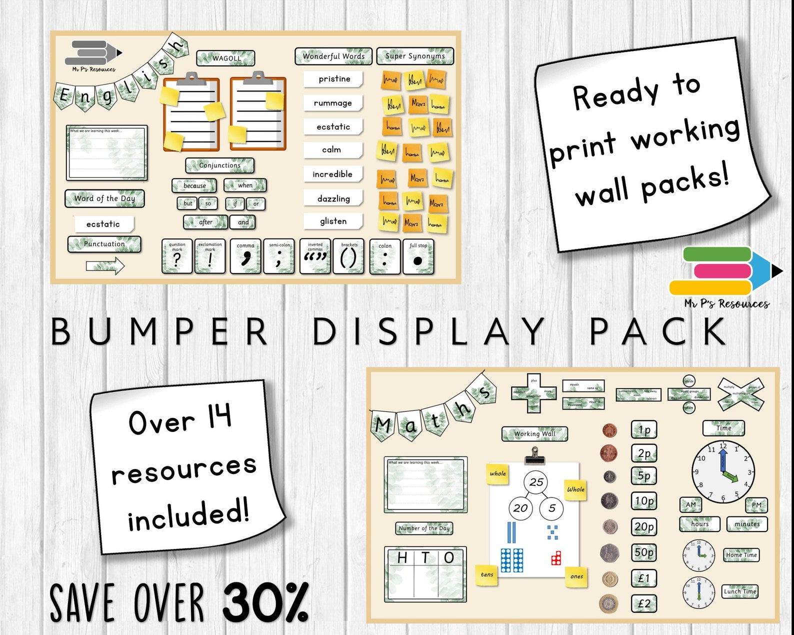 Botanical Maths & English Display Pack (save 30%) - Etsy UK