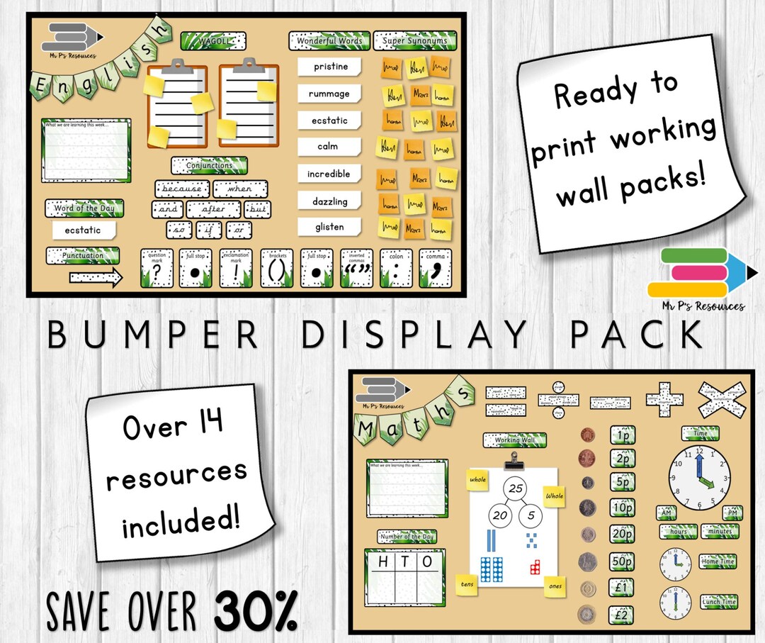 Maths & English Display Pack (save 30%) - Tropical - Etsy