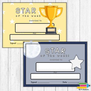 Star of the Week Certificates (bumper Pack) - Etsy