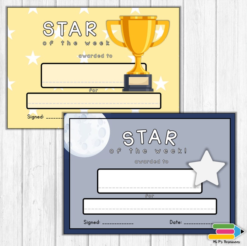 Star of the Week Certificates (bumper Pack) - Etsy