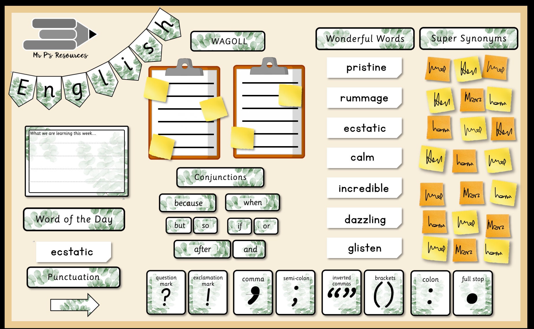 Botanical Maths & English Display Pack save 30% - Etsy UK