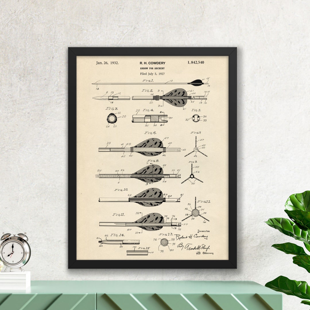 Archery Arrow Patent Framed Poster, Gift for Archer, Hunter Gift ...