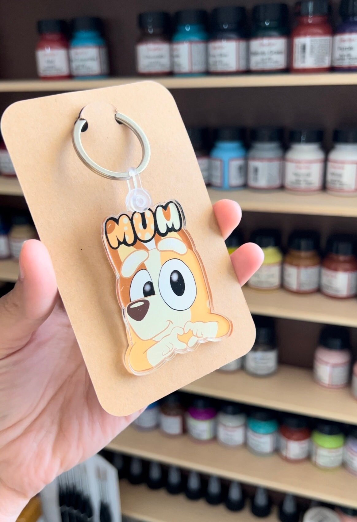 Bluey Themed Mum Keychain - Etsy