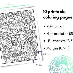 Mandalas & Flowers | Printable Coloring Pages | PDF | Instant Download ...