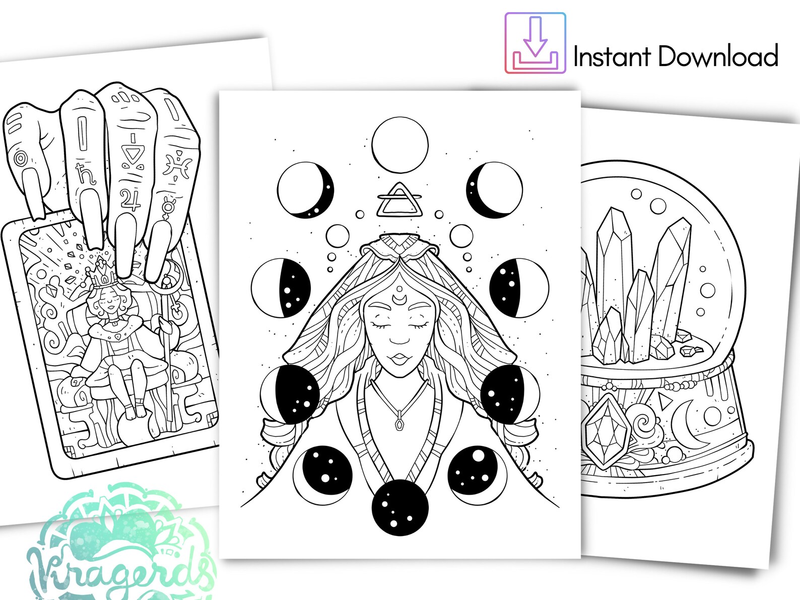 Crystals Mushrooms and Witches Printable Coloring Book 20 - Etsy UK