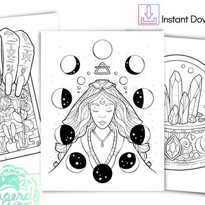 Crystals, Mushrooms and Witches | Printable Coloring Book | 20 Witchy ...