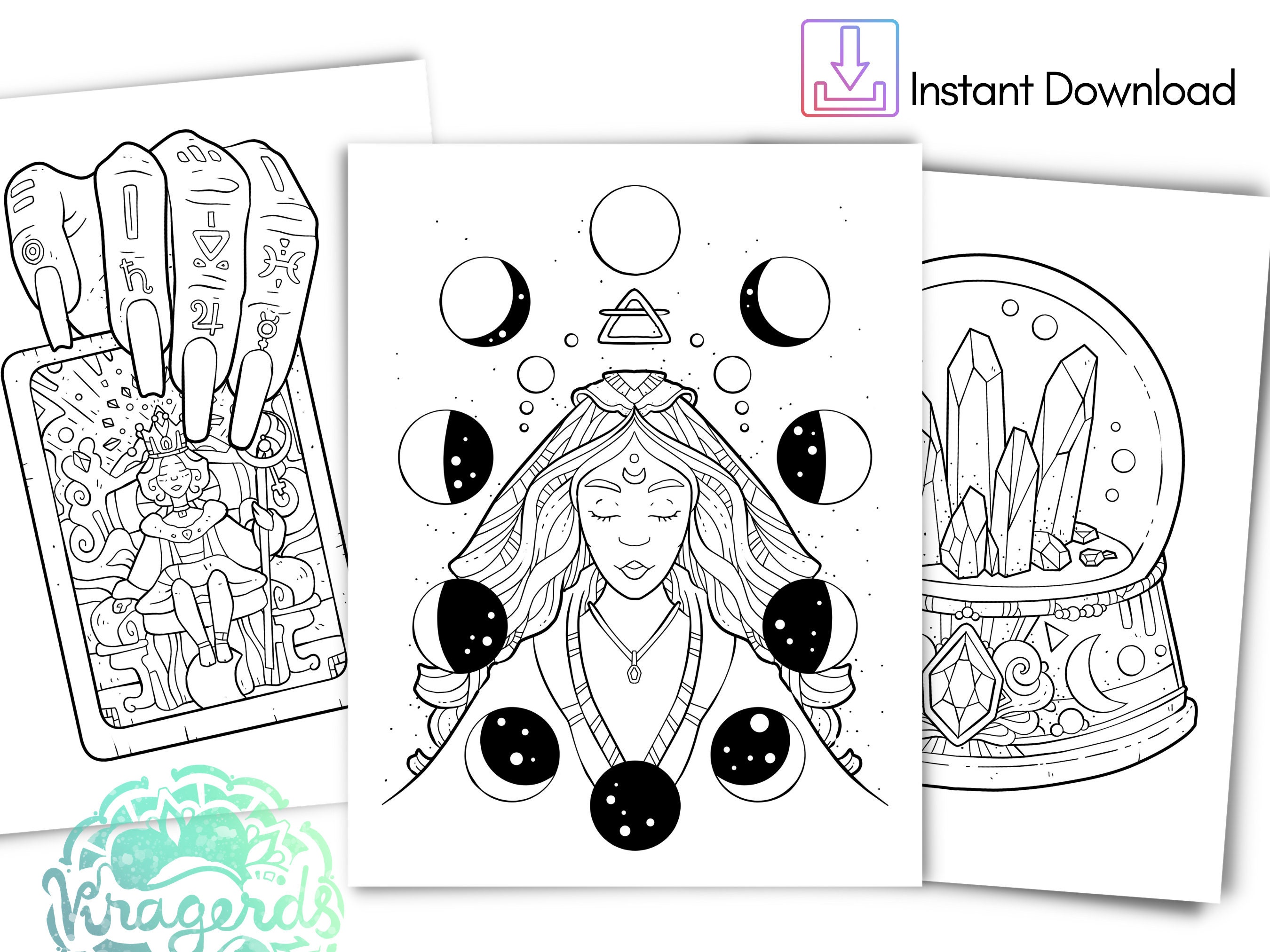 Crystals Mushrooms and Witches Printable Coloring Book 20 - Etsy