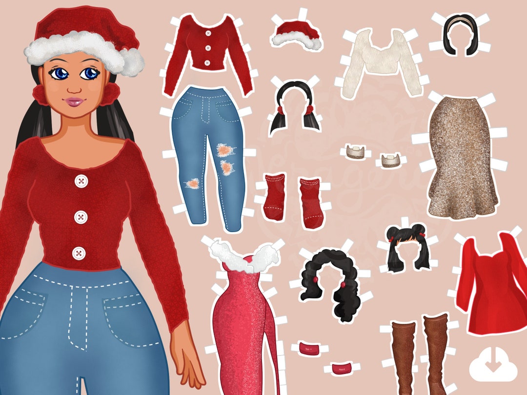 Printable Paper Doll Dress up Set Christmas and New Year - Etsy