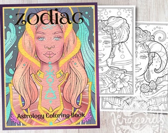 12 Zodiac Coloring Pages! - Etsy