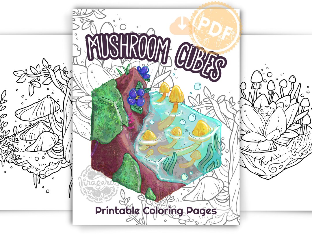 Mushroom Cubes PDF Printable Coloring Pages Instant - Etsy
