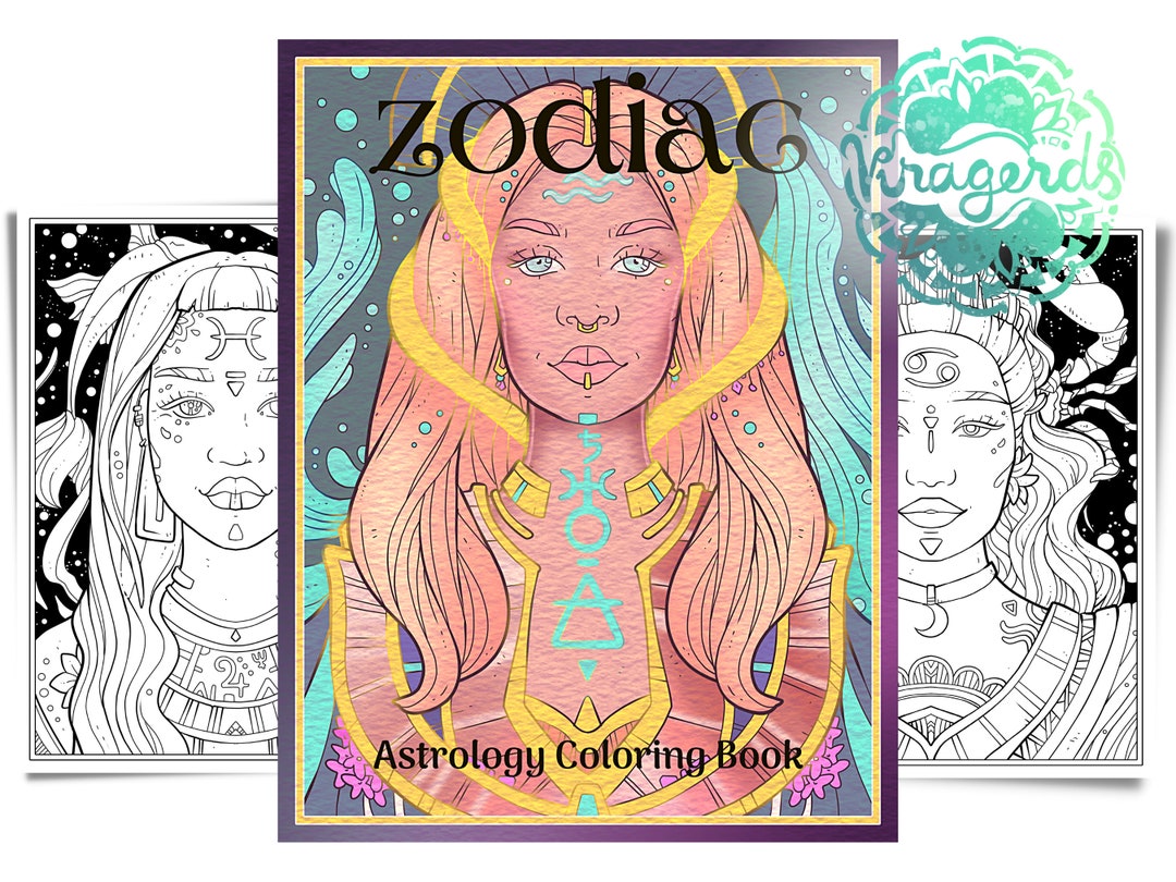 Zodiac Astrology Printable Coloring Book PDF Coloring Pages - Etsy