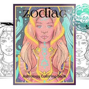 Zodiac Astrology Printable Coloring Book | PDF Coloring Pages | 12 ...