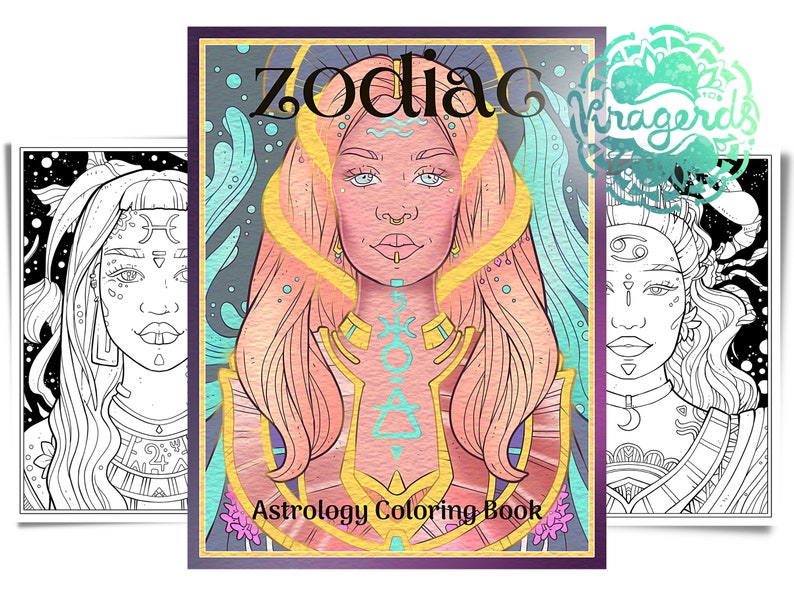 Zodiac Astrology Printable Coloring Book PDF Coloring Pages - Etsy