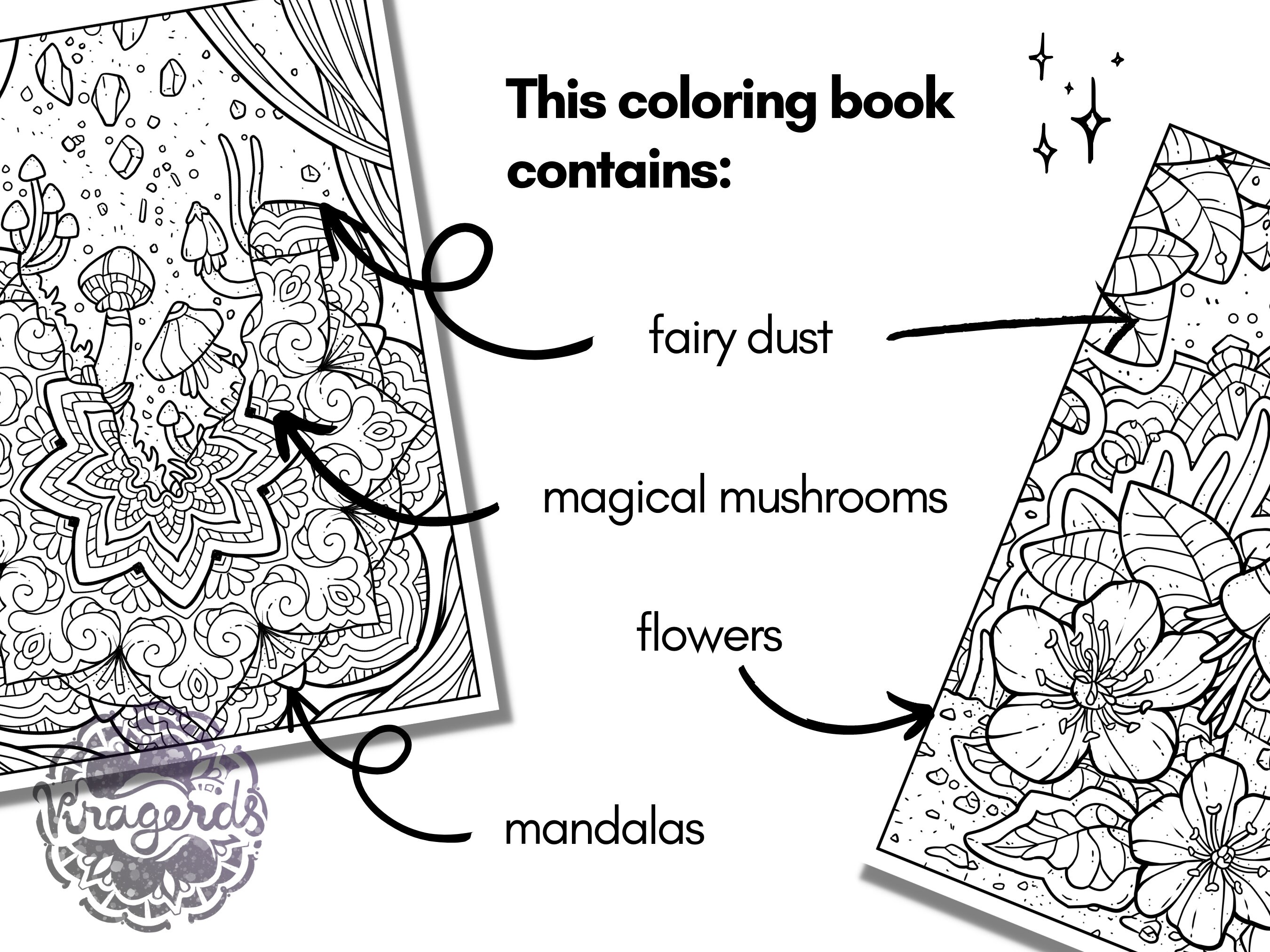 Mushrooms and Fairy Dust Printable Coloring Book 30 - Etsy