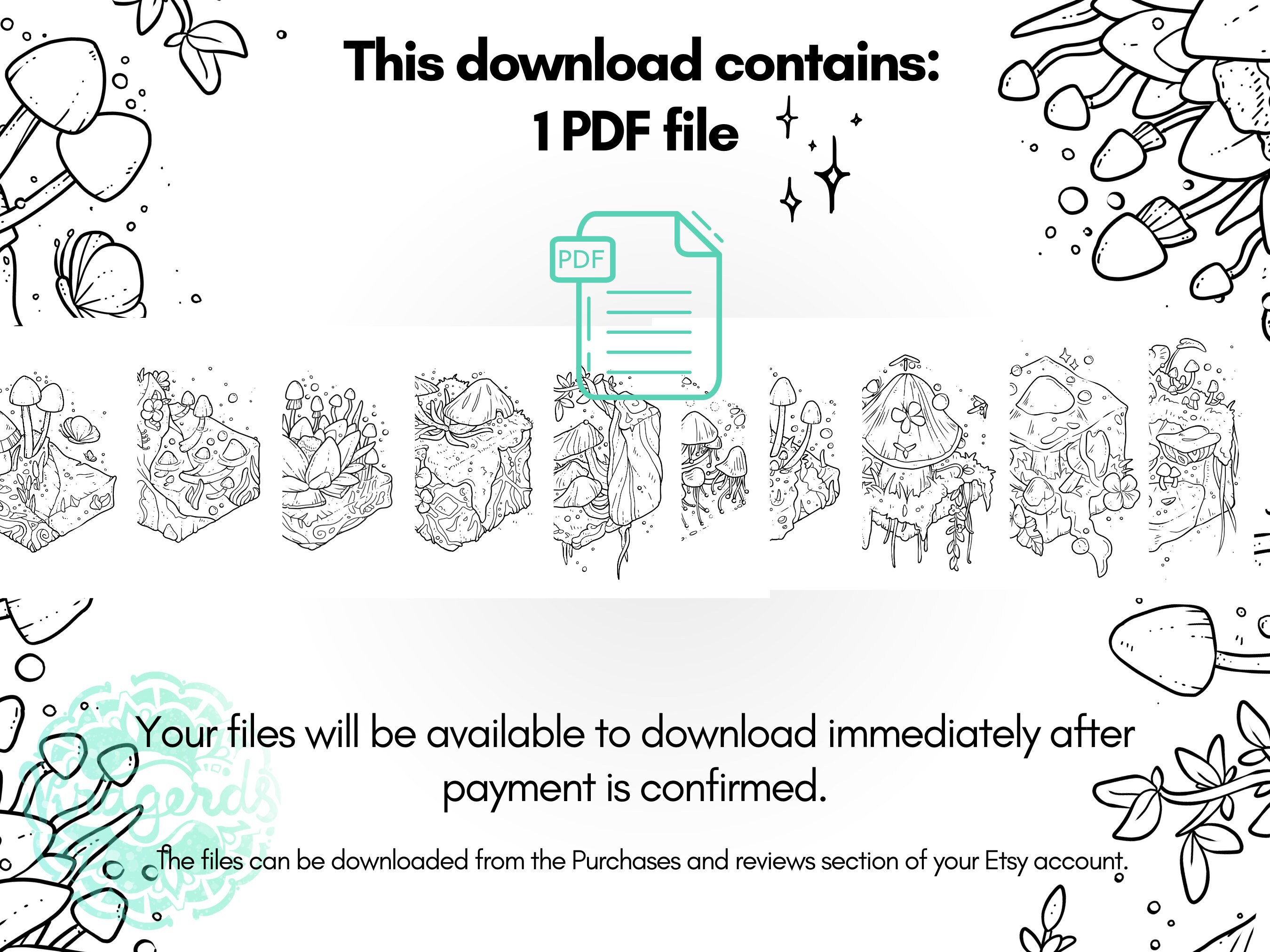 Mushroom Cubes PDF Printable Coloring Pages Instant - Etsy
