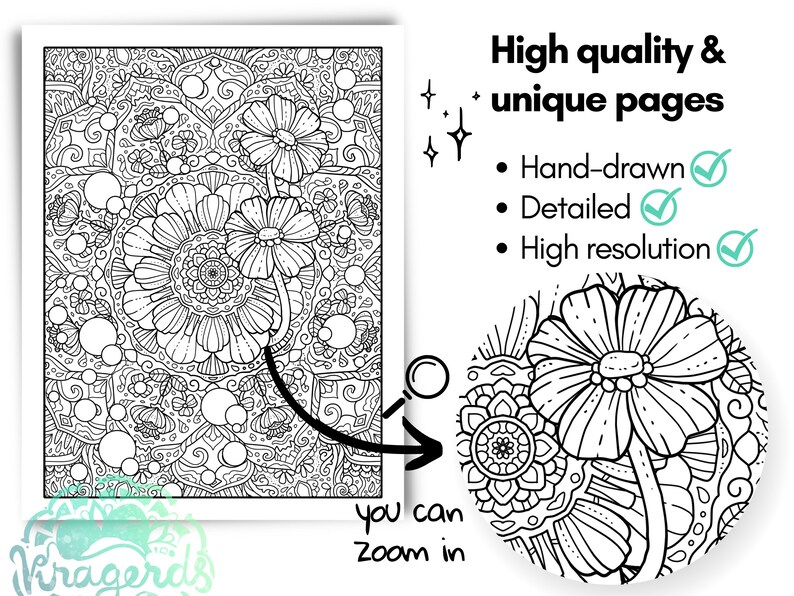 Mandalas & Flowers Printable Coloring Pages PDF Instant - Etsy