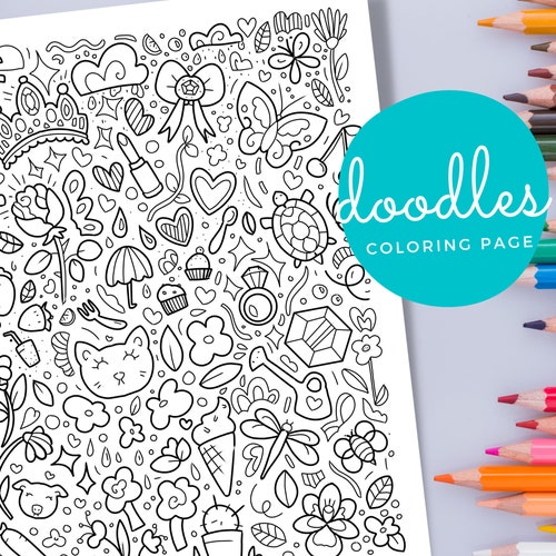 Happy Day Doodles Printable Coloring Page Hand-drawn - Etsy
