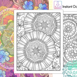 Mandalas & Flowers | Printable Coloring Pages | PDF | Instant Download ...