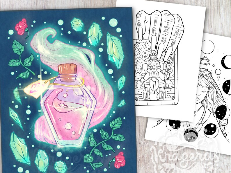 Crystals Mushrooms and Witches Printable Coloring Book 20 - Etsy