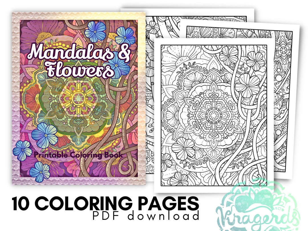 Mandalas & Flowers Printable Coloring Pages PDF Instant - Etsy