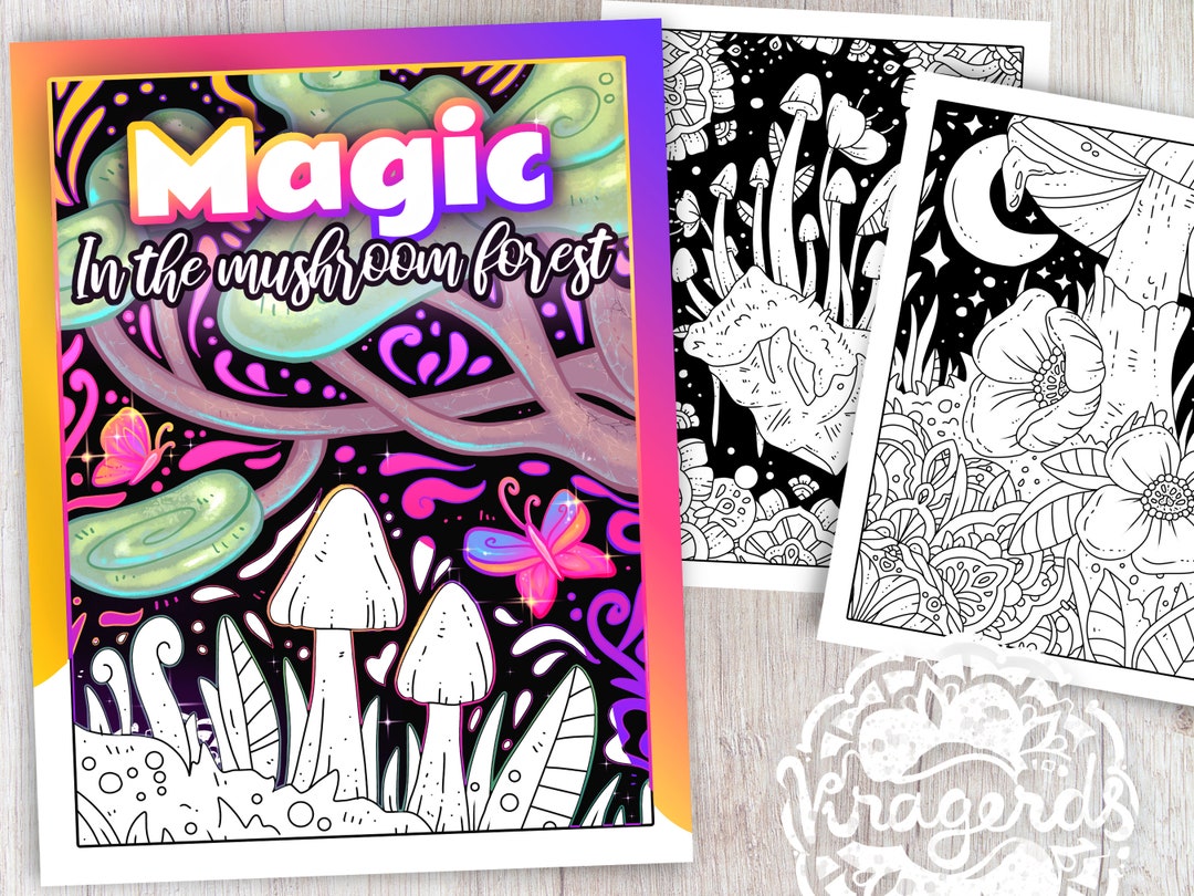 Magic in the Mushroom Forest | Printable Coloring Book | 30 Coloring ...