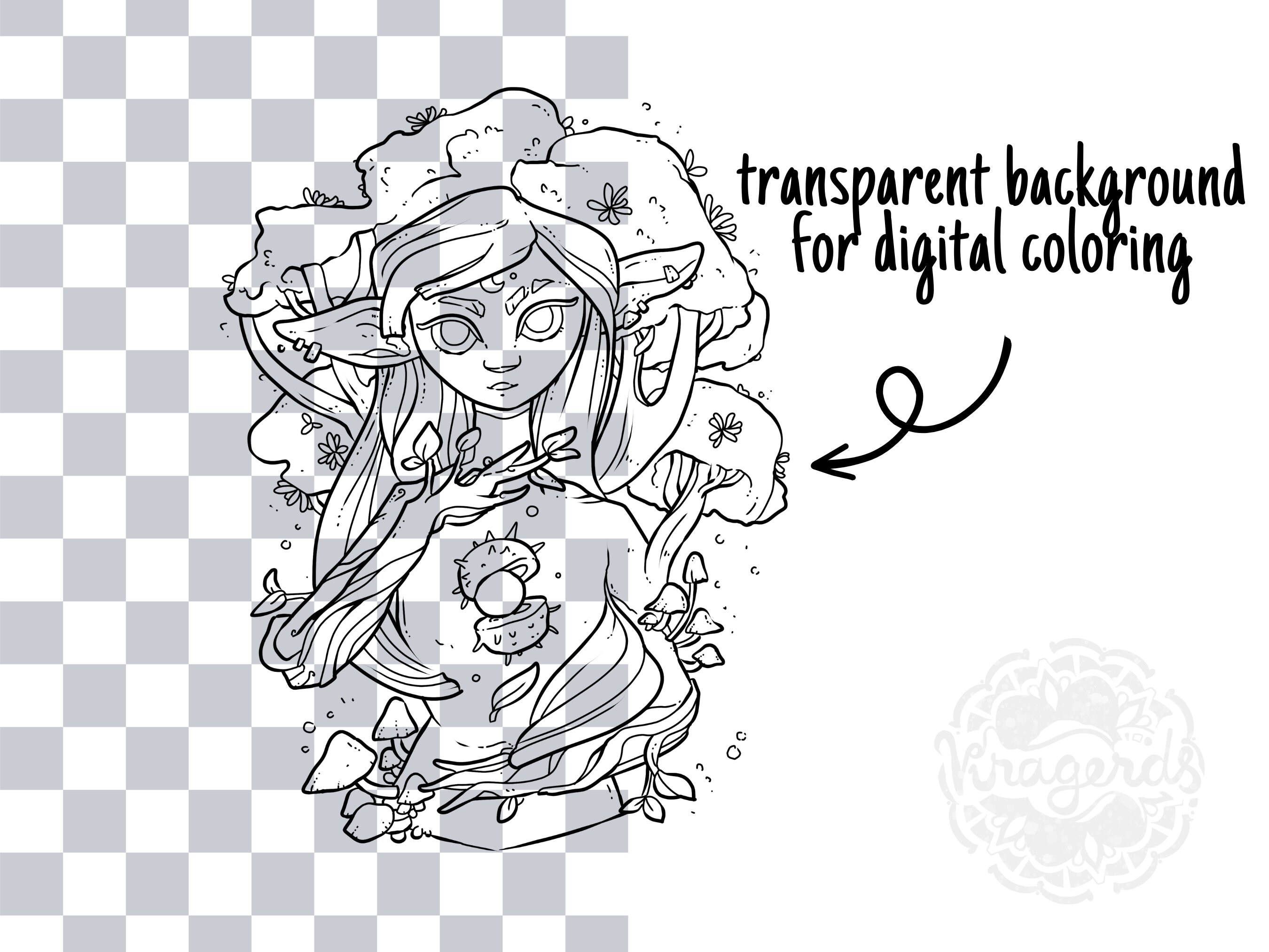Dryad Coloring Page Instant Download PNG Printable Adult Coloring Page ...