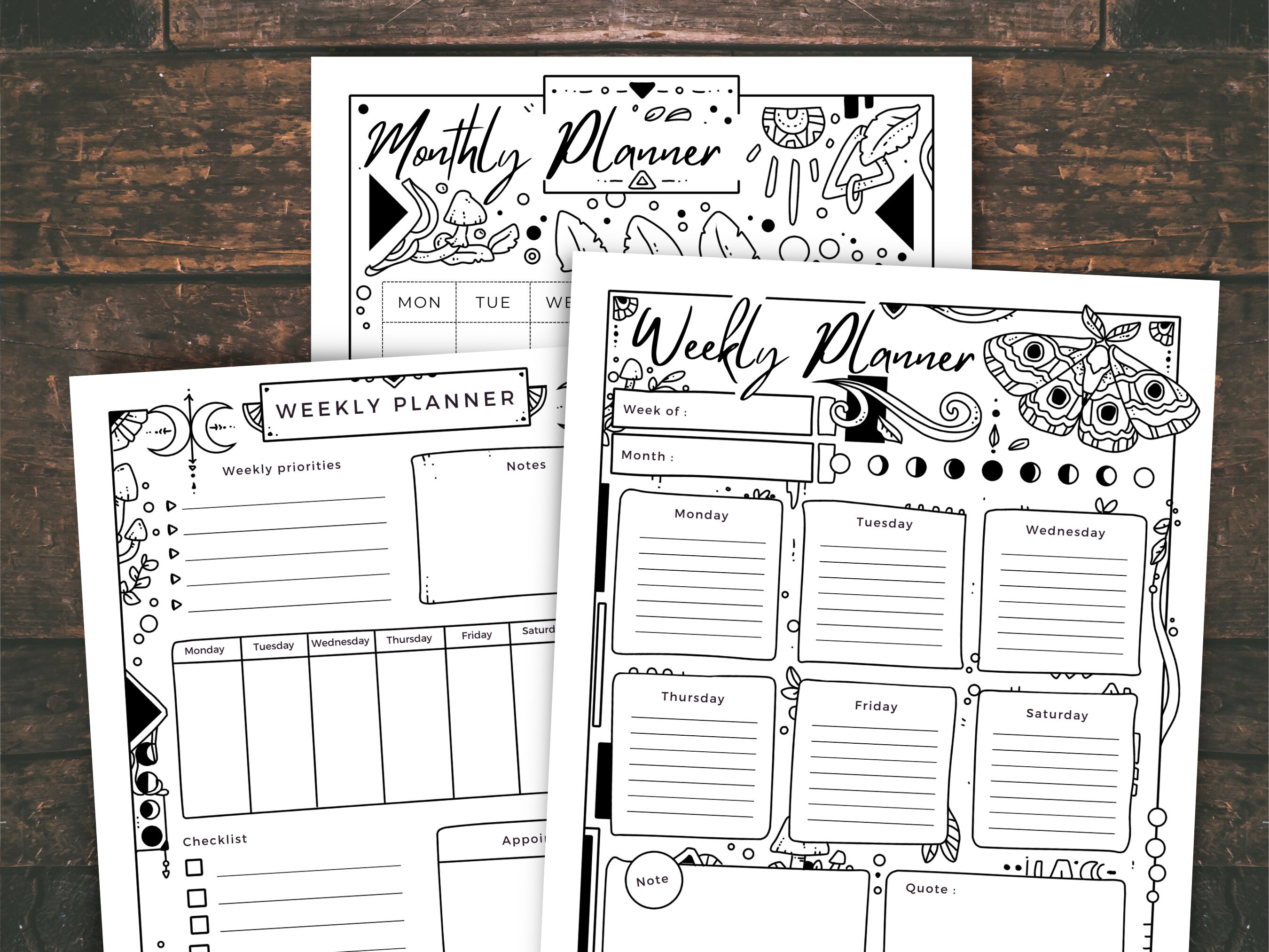Witchy Monthly & Weekly Planner Calendar PDF Witchy Style Undated ...