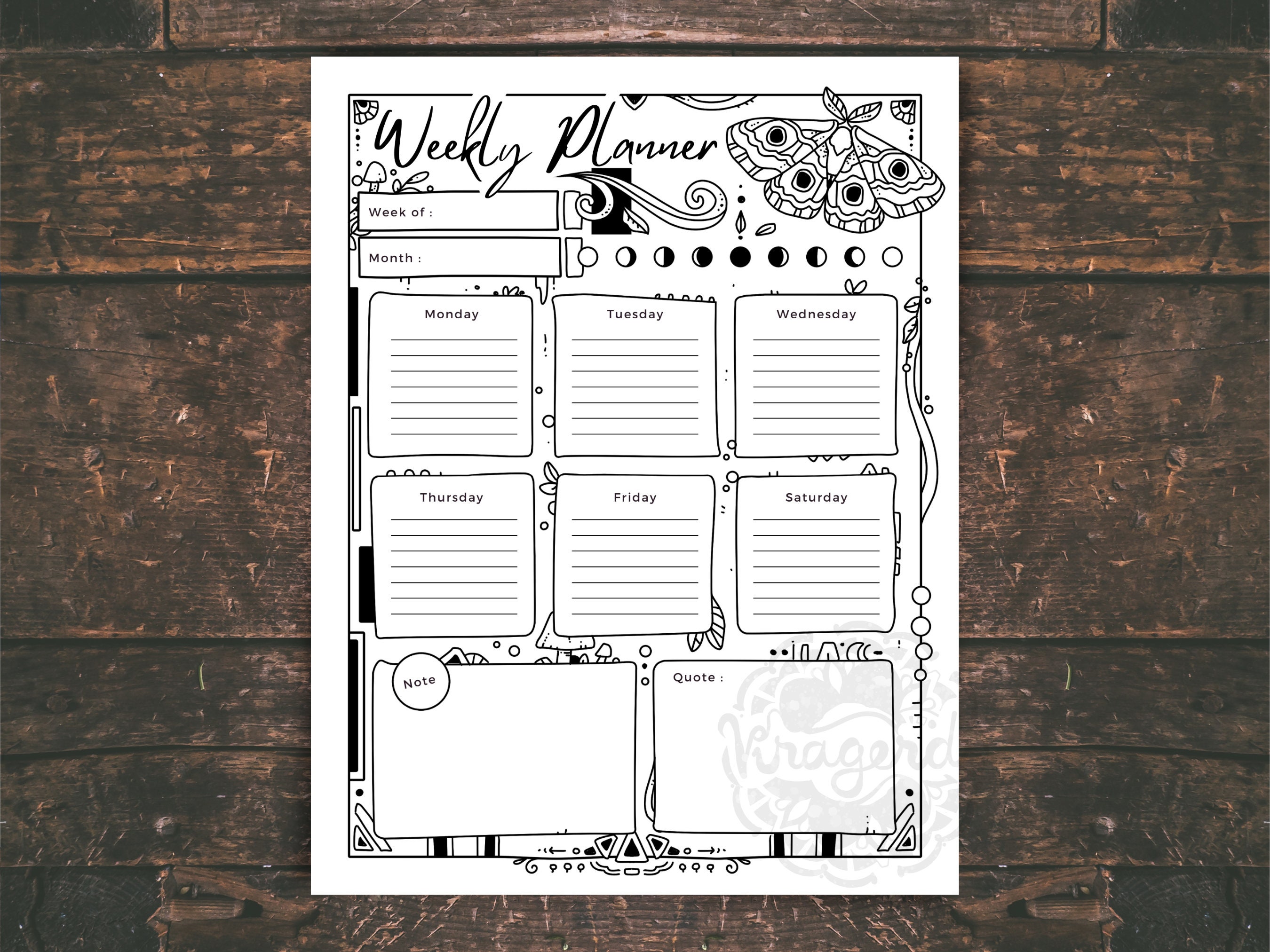 Witchy Monthly & Weekly Planner Calendar PDF Witchy - Etsy