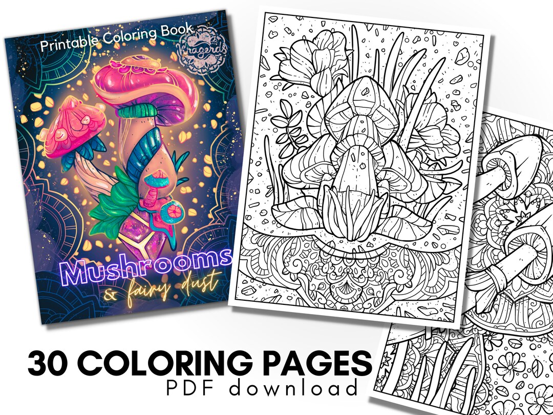 Mushrooms and Fairy Dust Printable Coloring Book 30 - Etsy